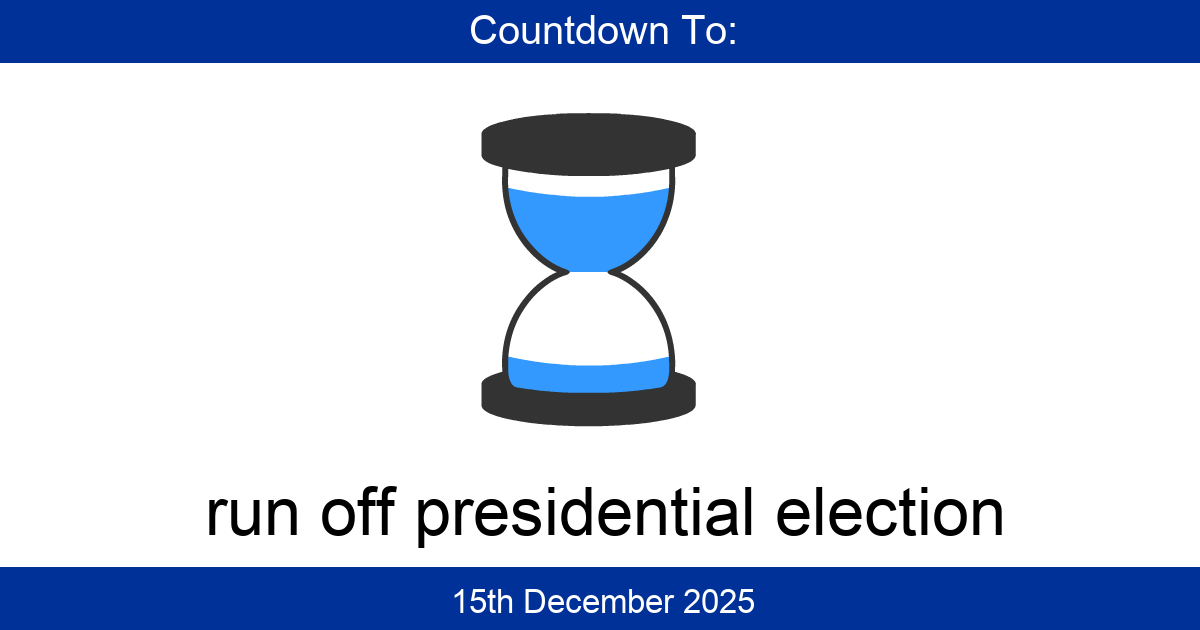 Countdown To run-off presidential election | Days Until run-off ...