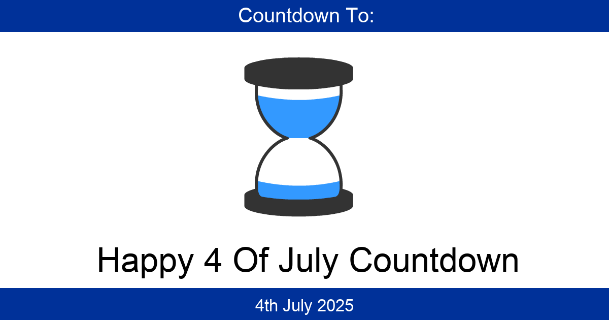 Happy 4 Of July Countdown - Days Until: Friday, 4th July 2025