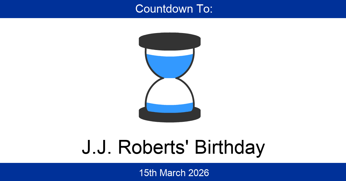 Countdown To J.J. Roberts' Birthday | Days Until J.J. Roberts' Birthday